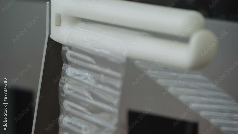 Packaging process at the Dairy Food Production Factory. Plastic ...