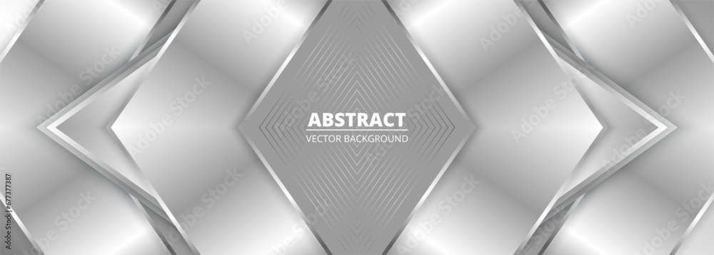 Elegant luxury light silver color wide banner. Abstract geometric wide ...