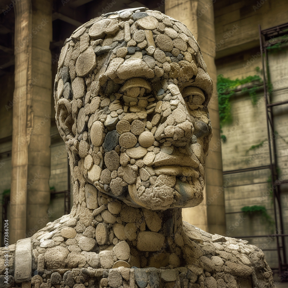 Stone man, a sculpture of a man made from many stones, an unusual ...