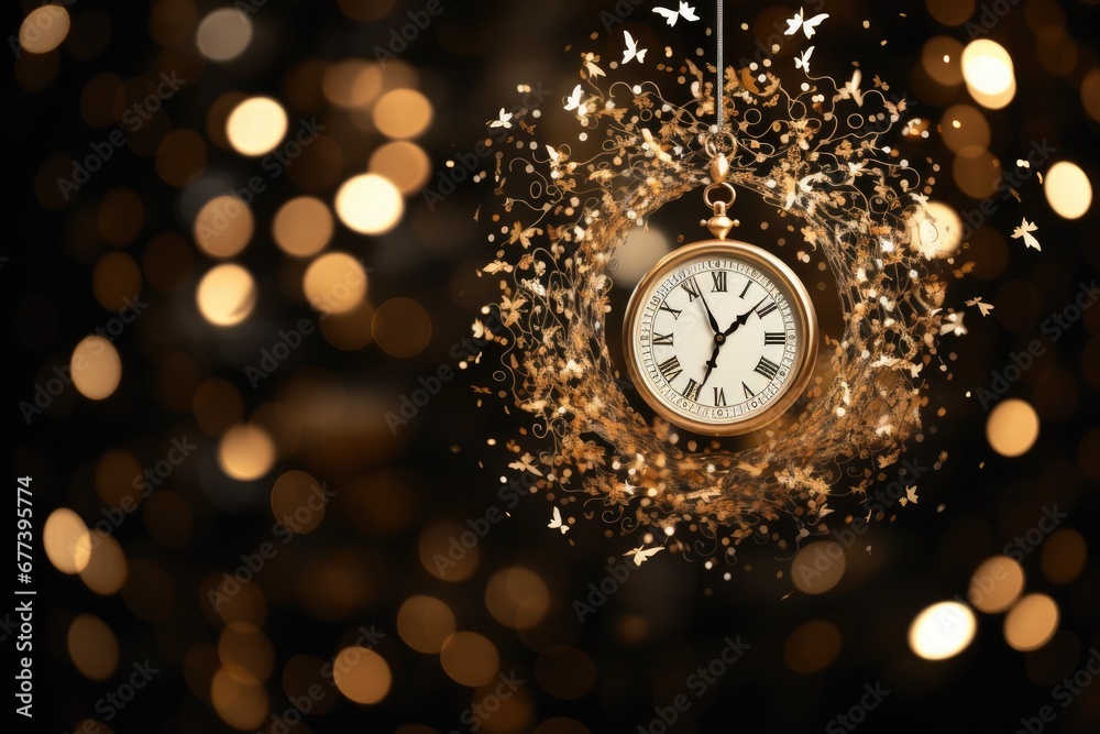 Countdown clock on abstract glittering golden background. Gold watch ...