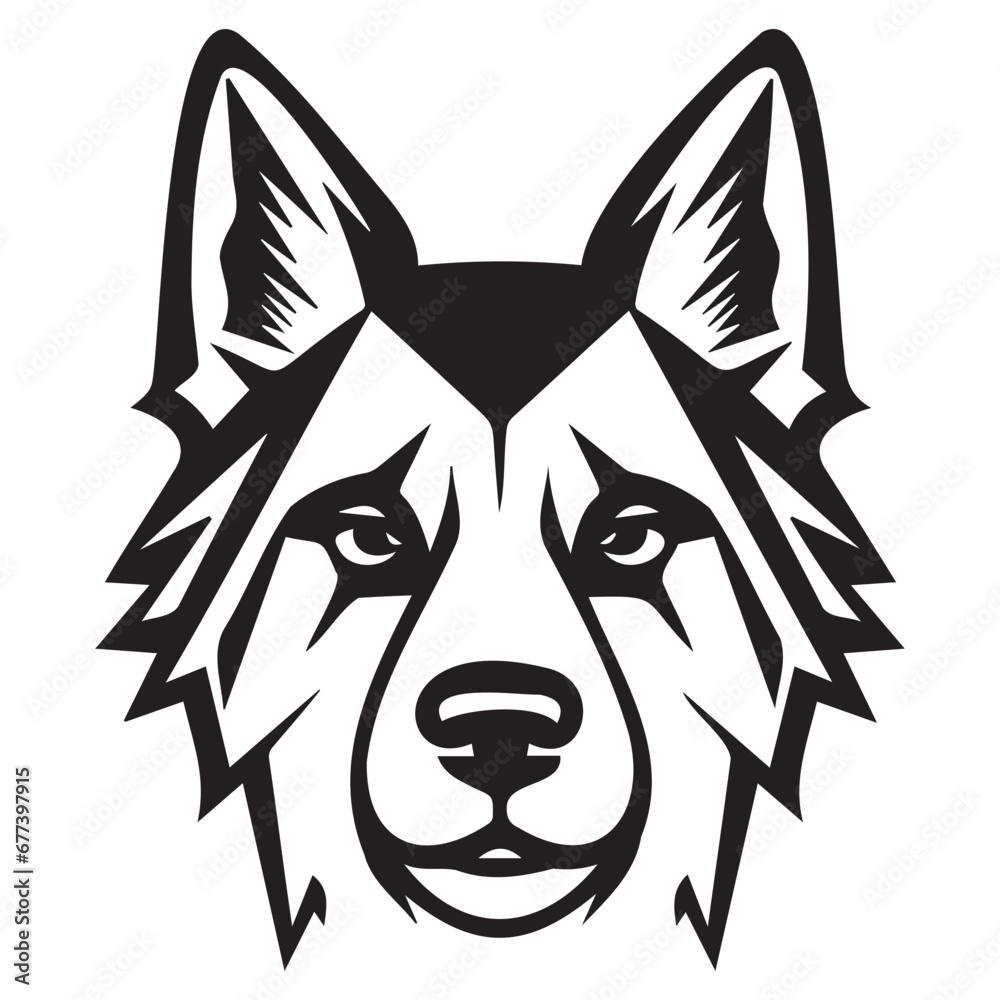 Vector dog face drawing, dog face silhouette, print ready editable. EPS ...