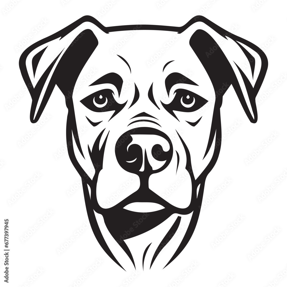 Vector dog face drawing, dog face silhouette, print ready editable. EPS ...