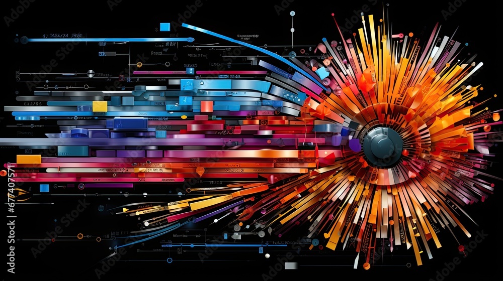 AI-generated illustration of an abstract explosion of vivid colors with ...