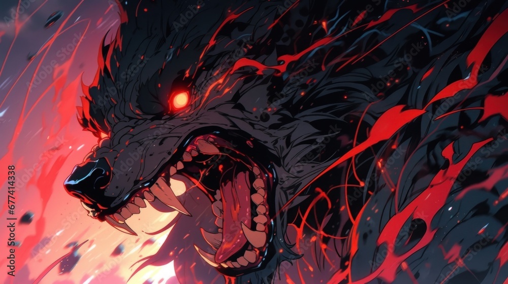 A powerful and ferocious werewolf, caught between the human and wolf ...