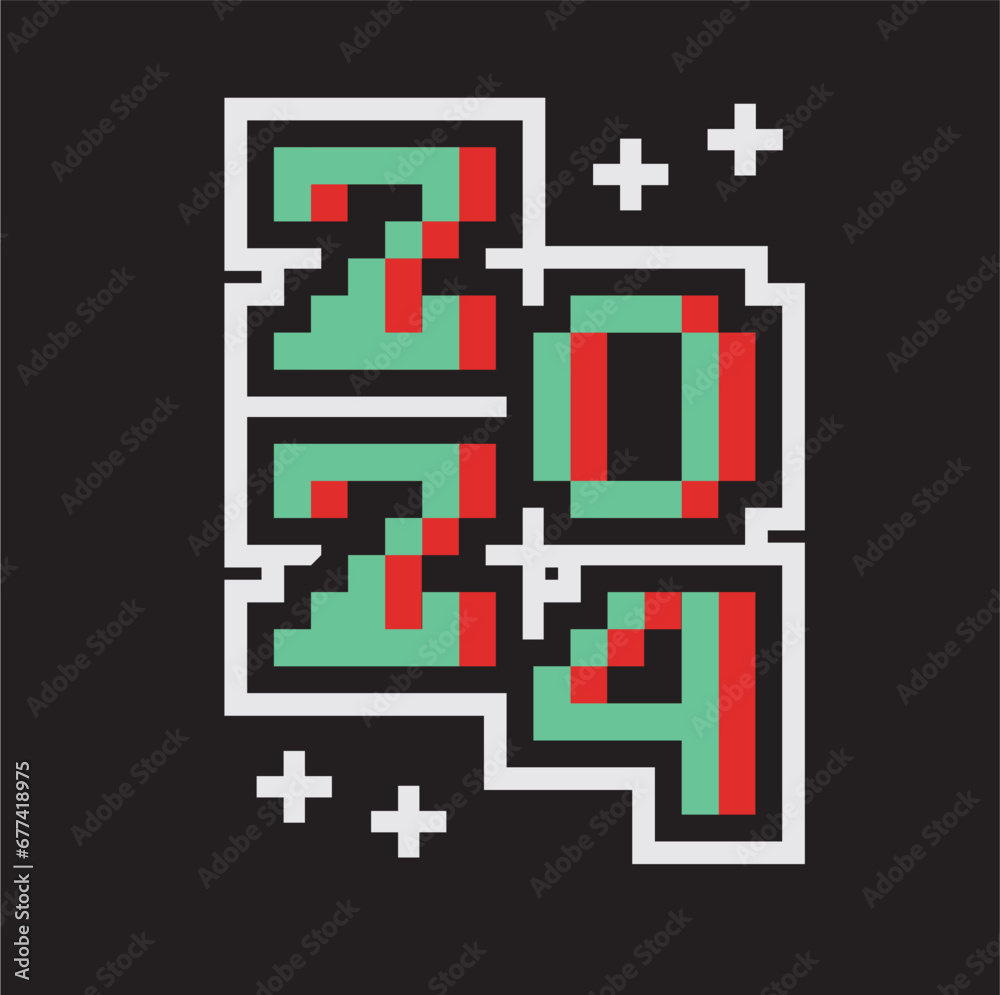 2024,colorful 8 bit pixel art font quote for prints, posters, banners ...