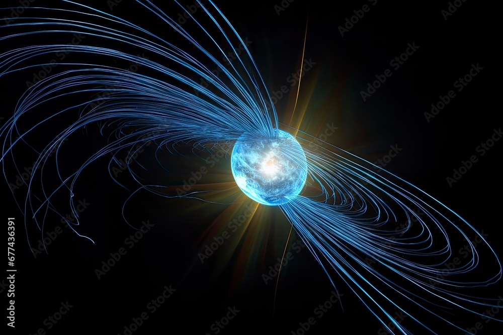 An artist's depiction of the magnetic lines of force surrounding Earth ...