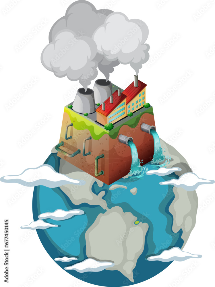 Global Warming Crisis: Earth's Iconic Cartoon Pollution Stock Vector ...