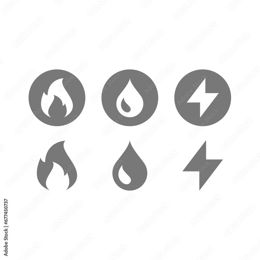 Gas, water and electricity utilities vector icon set. Public utility ...