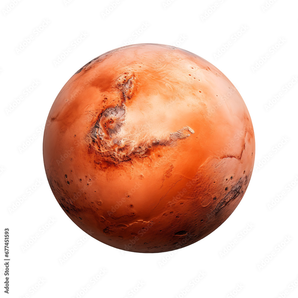 mars planet or red planet isolated on a transparent background, the ...