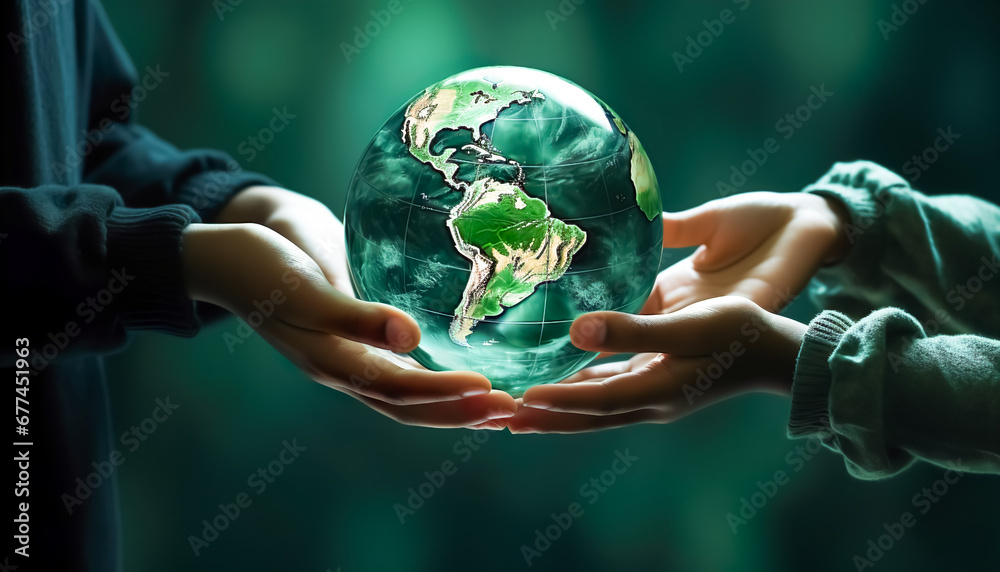 people cooperation with save the world and environment concepts.earth ...