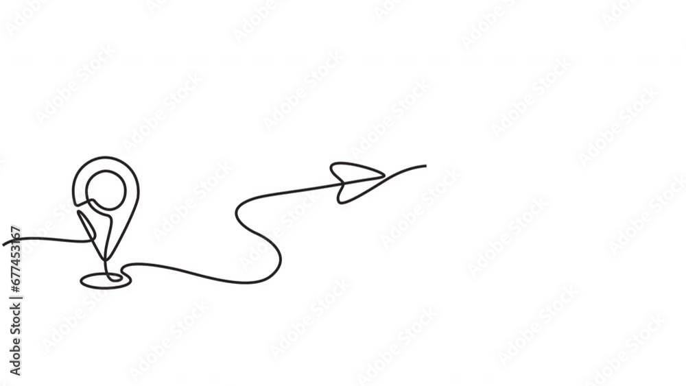 Animated video of paths and Location markers in continuous line style ...