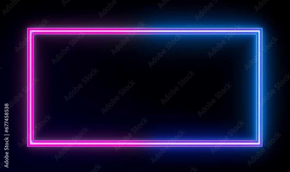 Parallelogram rectangle picture frame with two tone neon color shade ...