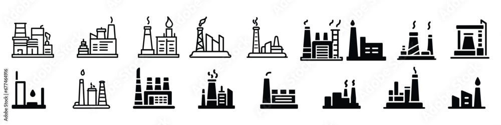 Factory icons, Oil industry icons, Simple factory line icon. Stroke ...