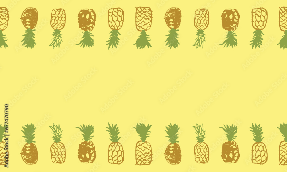Beautiful banner and label template with pineapple border. Vector ...
