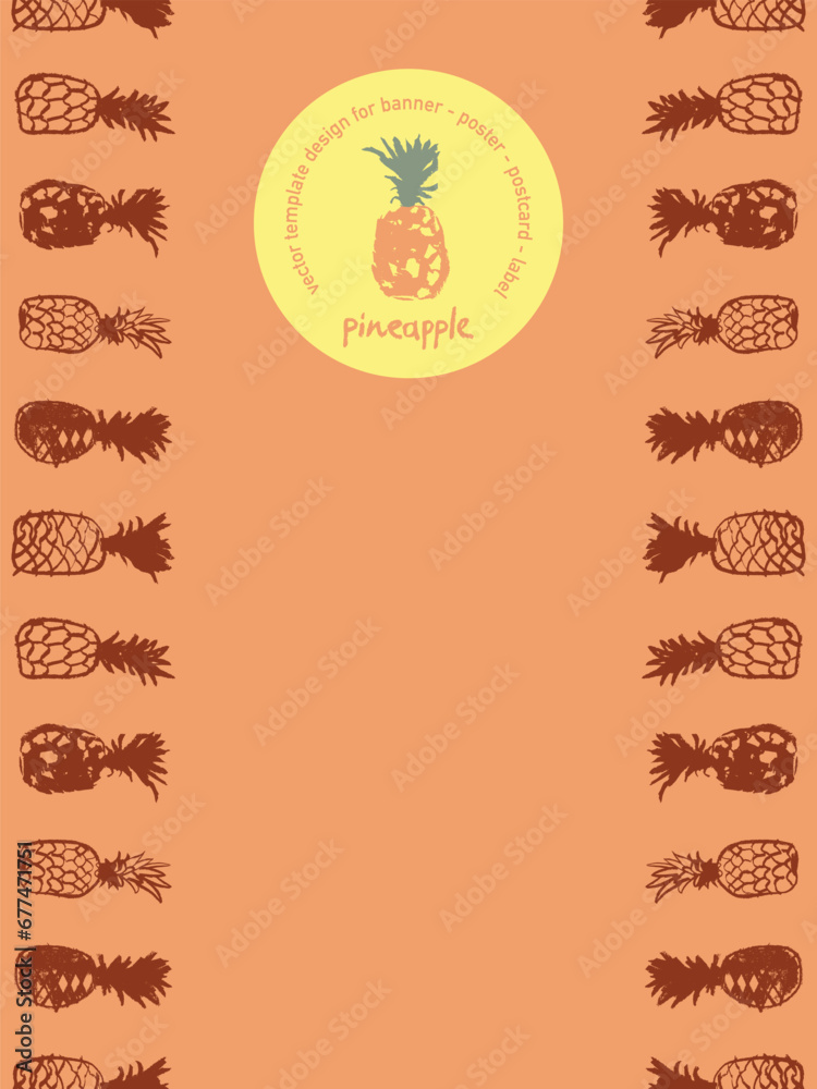 Beautiful banner and label template with pineapple border. Vector ...