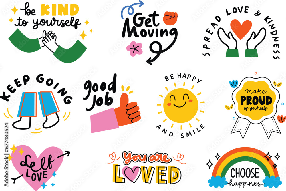 Collection of stickers for daily planner, diaries, scrapbooking ...