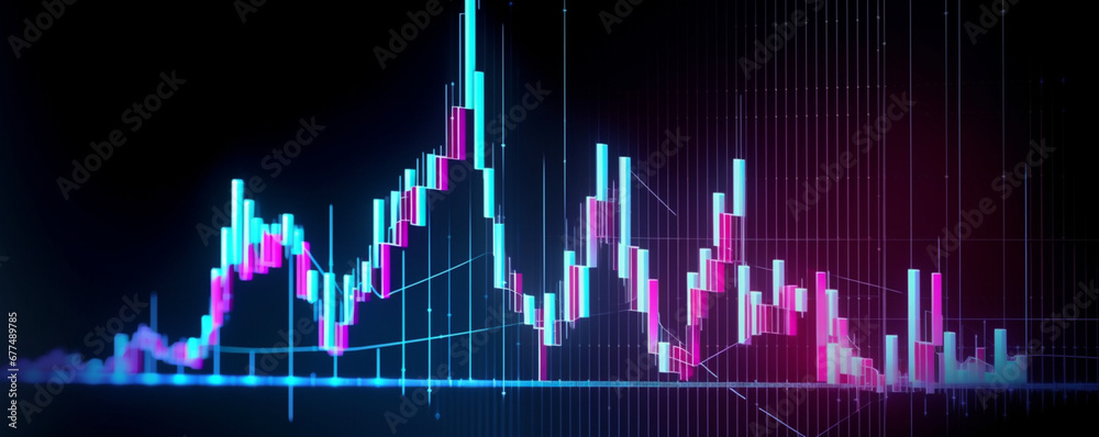 Abstract financial graph with up trend line candlestick chart in stock ...
