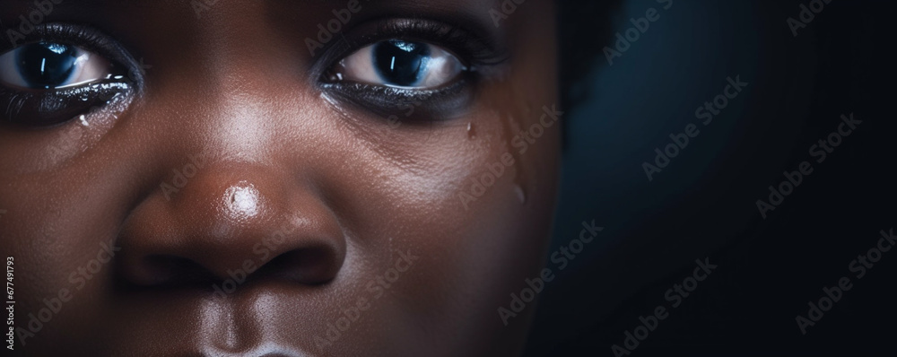 Black woman, eyes and mental health, crying with depression and crisis ...