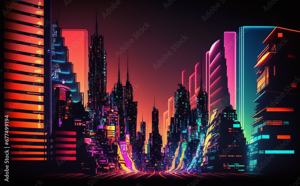 Futuristic Shibuya Tokyo Cityscape, Neon Lights, night city skyline ...