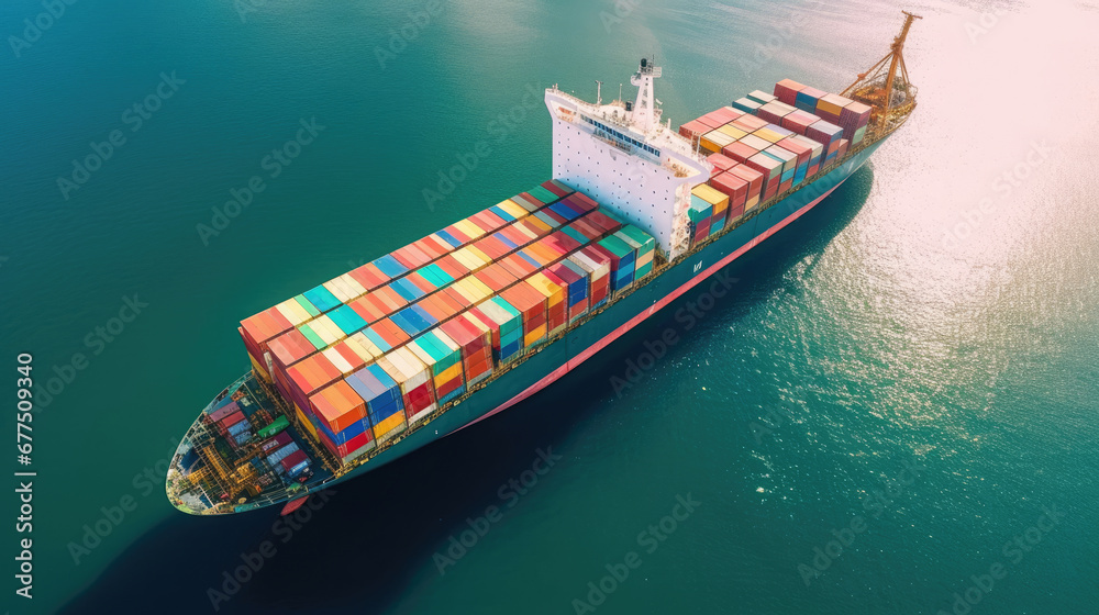 An aerial shot reveals the sheer size and scale of a container cargo ...