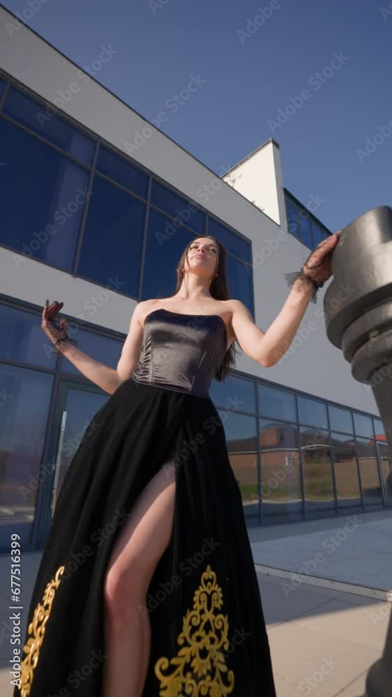 Vidéo Stock Beautiful Princess Woman with Crown on her Head and Black ...