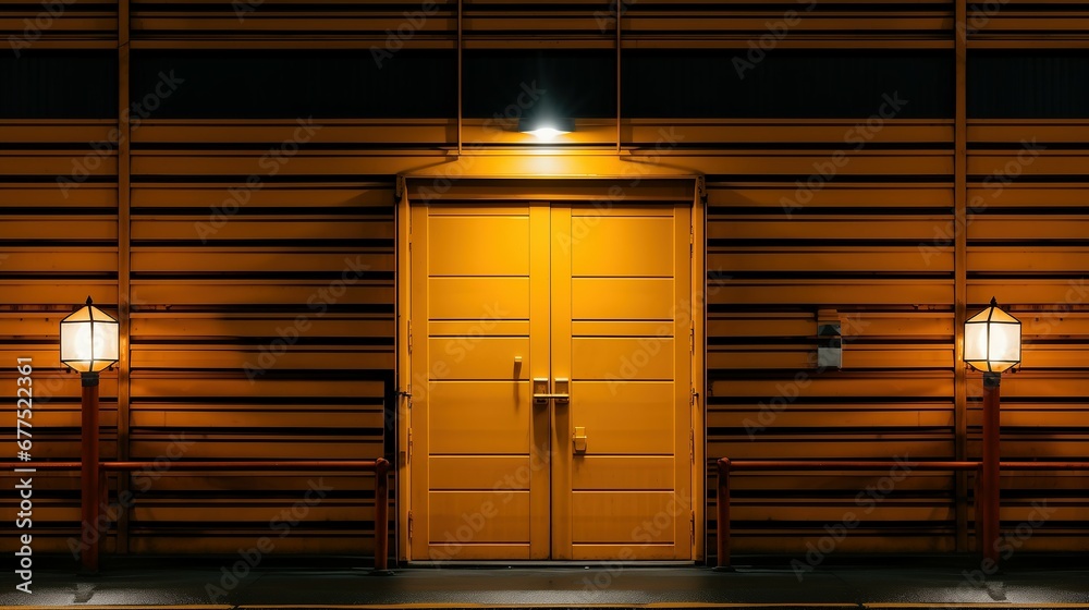 Contemporary Industrial Entrance: Large Metal Doors Entry to Industrial ...