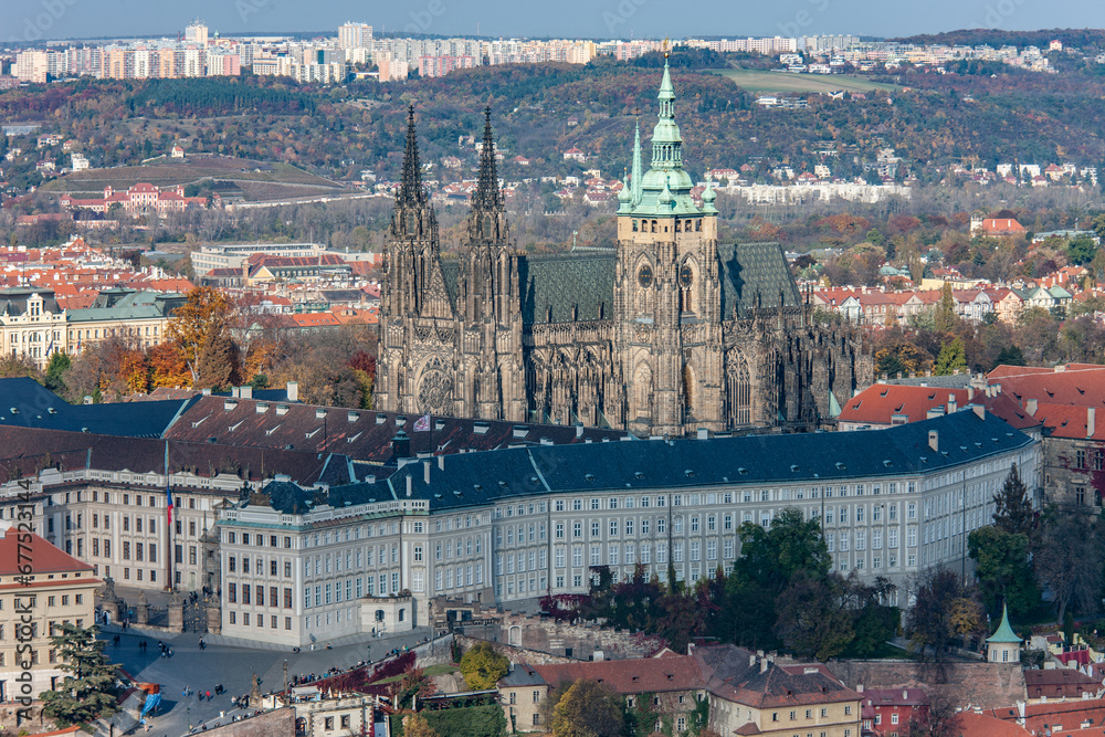 Prague, the capital of the Czech Republic view from the Petřín lookout ...
