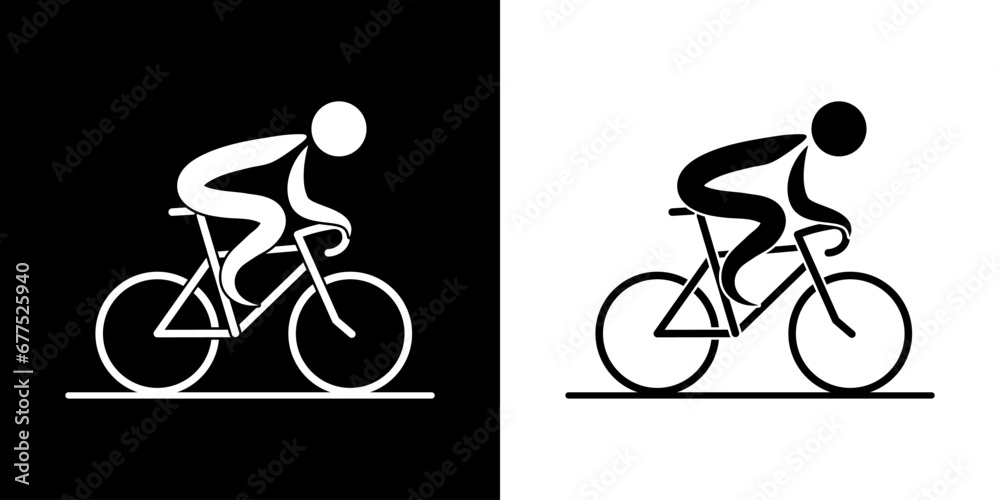 Pictogrammes représentant une course de vitesse de vélo, une des ...
