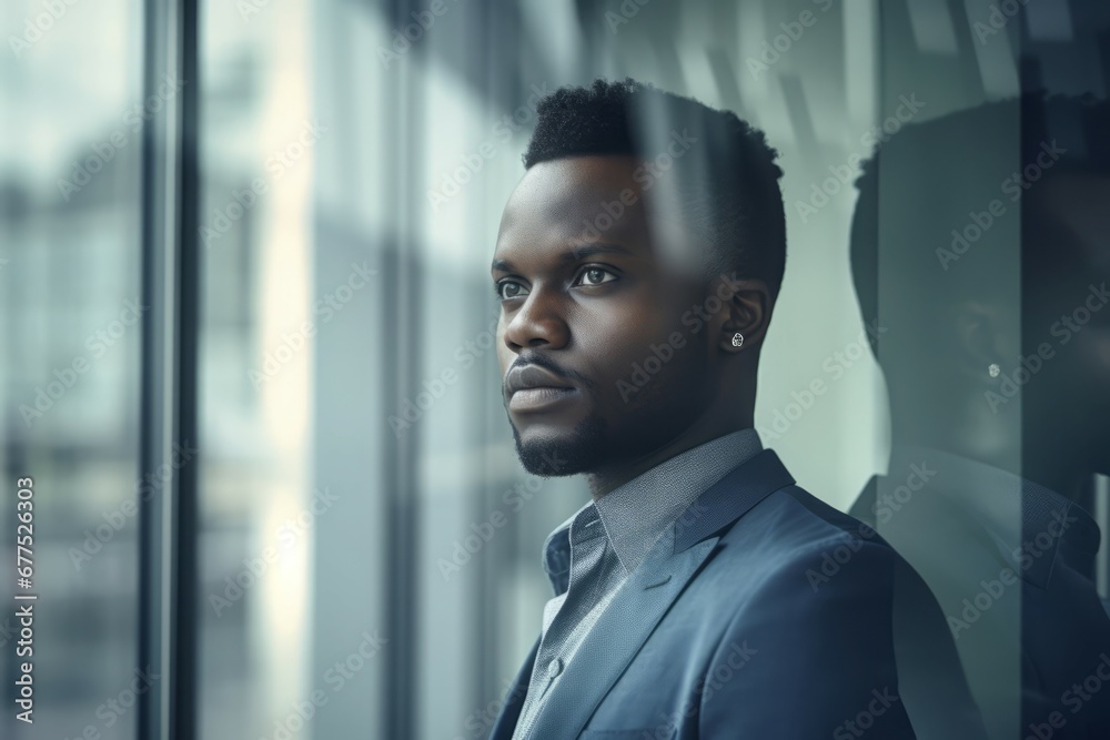Black man office digital company portrait near window. Leader african ...