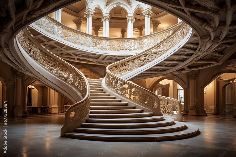 Appreciate architectural grandeur with a magnificent spiral staircase ...