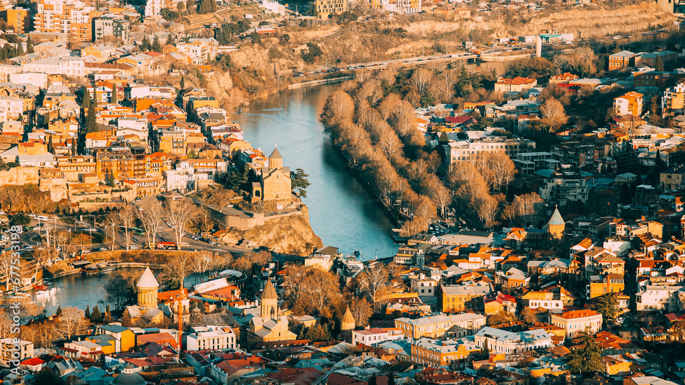Tbilisi, Georgia. Georgian Capital Skyline Cityscape . Tbilisi, Georgia ...