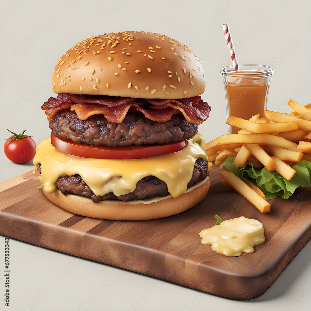 Ultimate burger with perfectly grilled Angus beef topped with melted ...