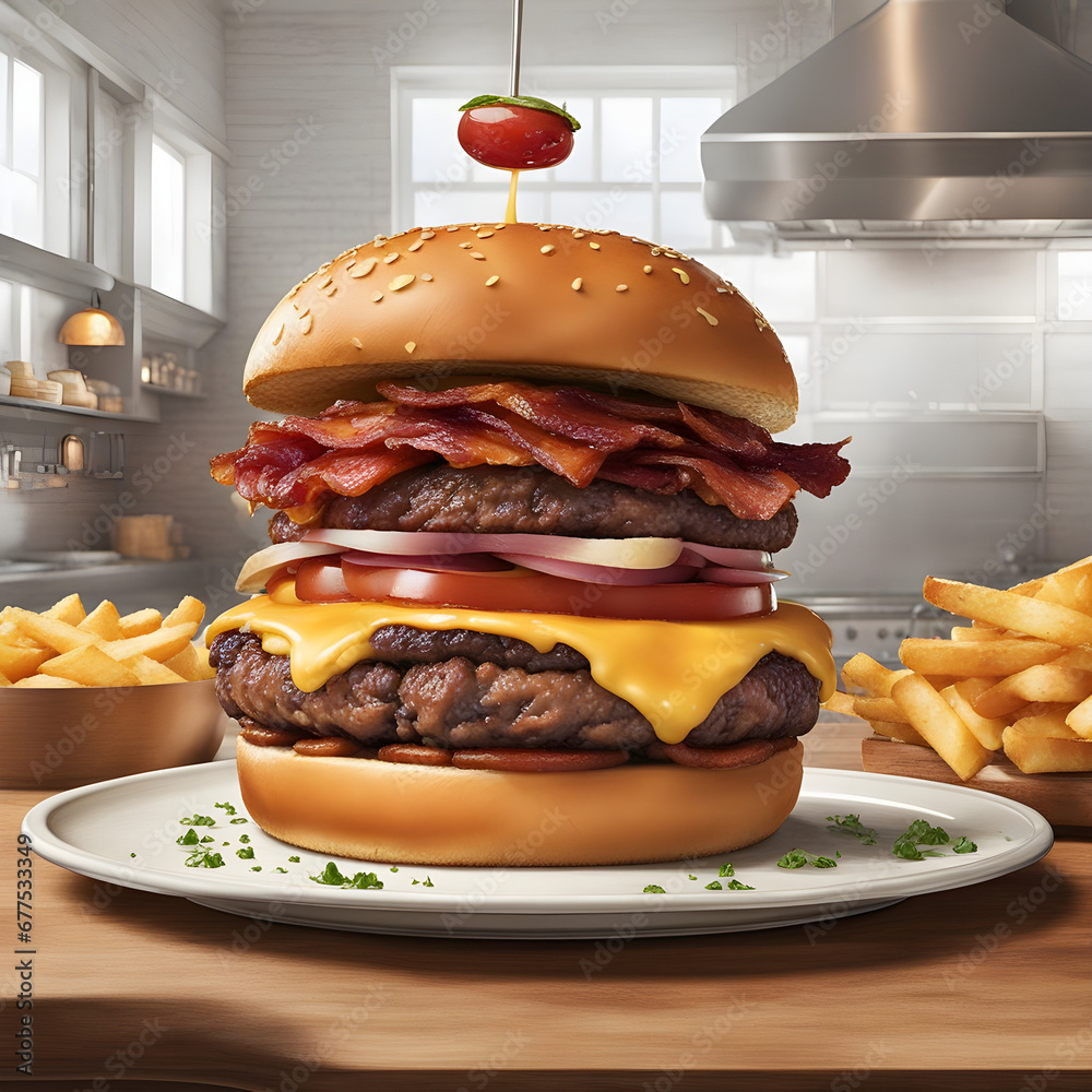 Ultimate burger with perfectly grilled Angus beef topped with melted ...