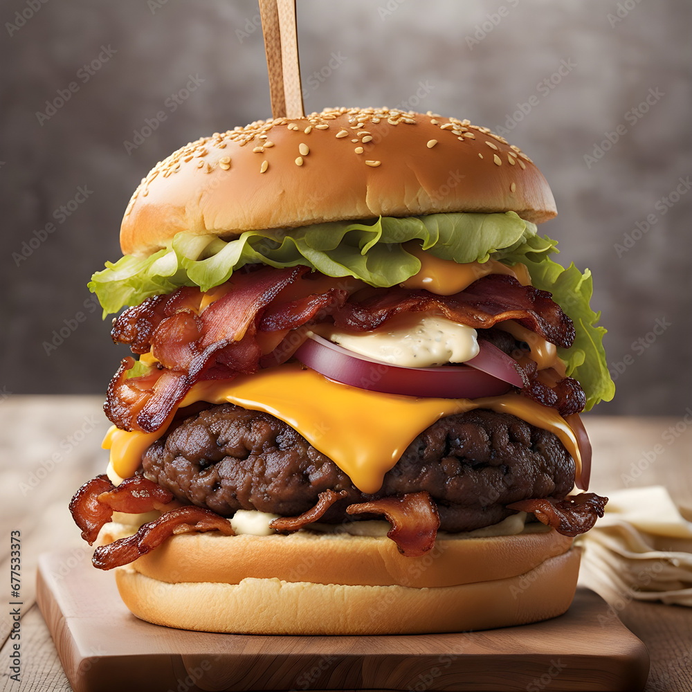 Ultimate burger with perfectly grilled Angus beef topped with melted ...