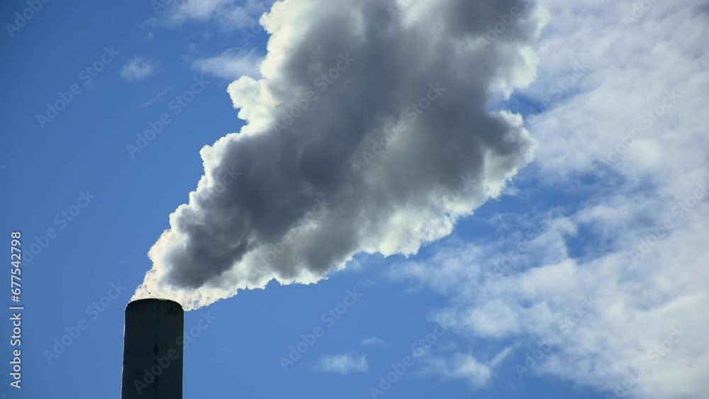 Steam and smoke from thermal power plant, air pollution from steam ...