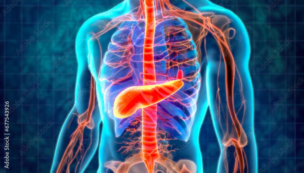 3D Visualization Illustration of Man's Pancreas Anatomy, 3D Exploration ...