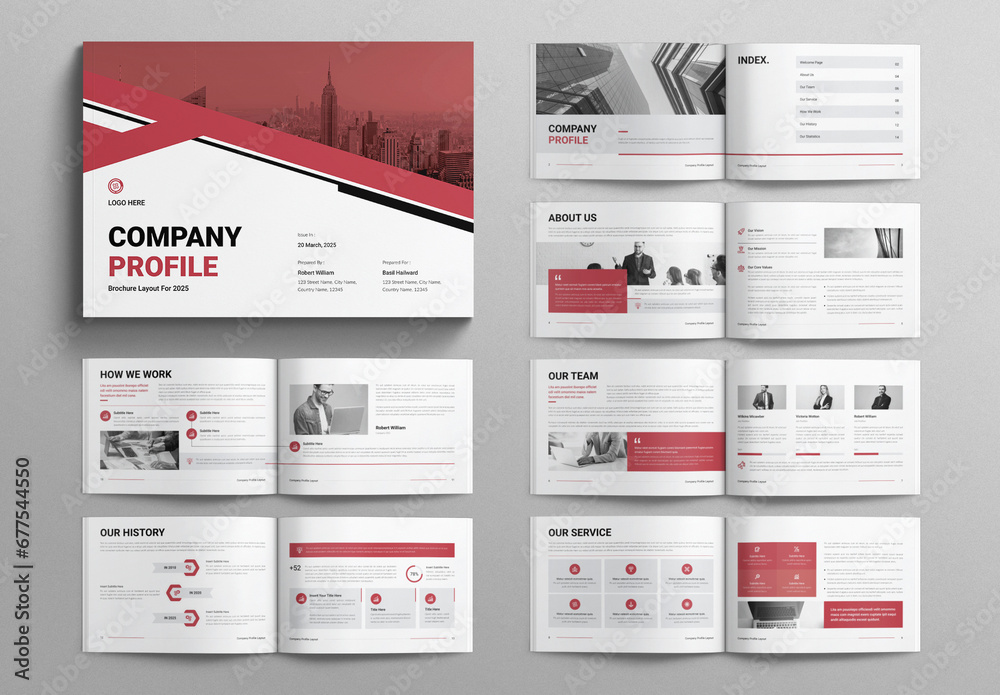 Modelo de Company Profile Layout Design Template Landscape do Stock ...