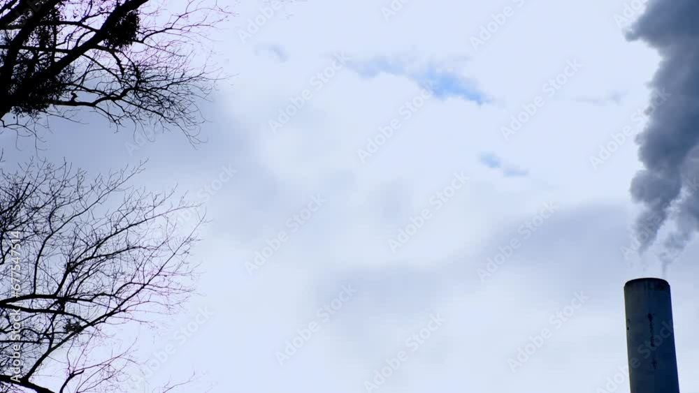 Steam and smoke from thermal power plant, air pollution from steam ...