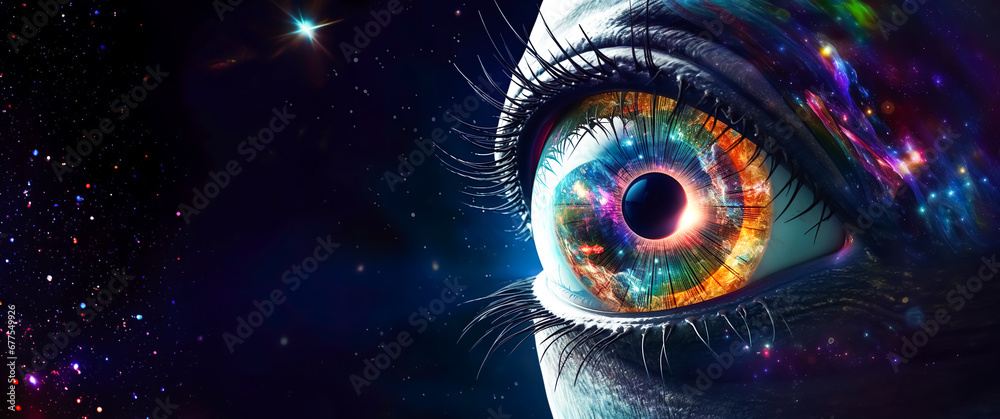 Miracle fantasy space with planet eye or earth.universe and space ...