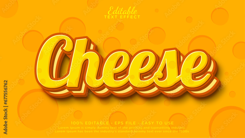 Editable text effects. Cheesecake 3d text template for food branding or ...