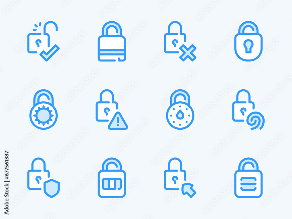 Lock and Padlock vector line icons. Login and Access outline icon set ...