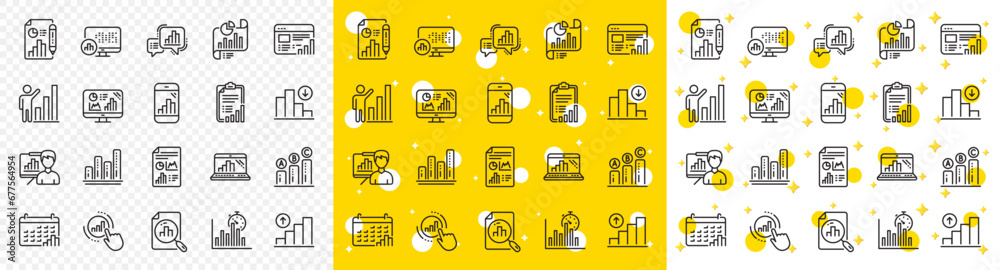 Set of Chart presentation, Report, Increase growth graph icons. Graph ...