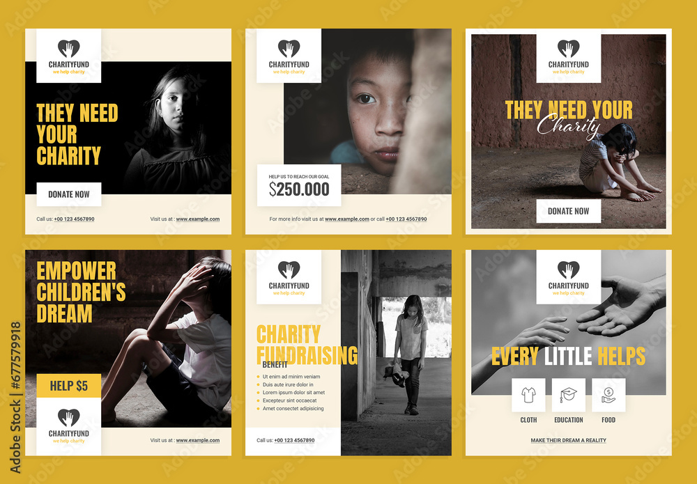 Charity Social Media Post Layout Stock Template | Adobe Stock
