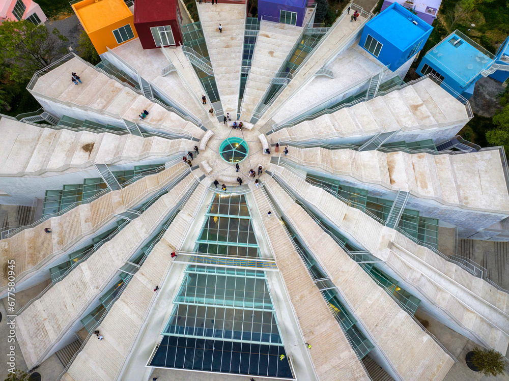 The Pyramid of Tirana aerial image after it was renovated. This ...