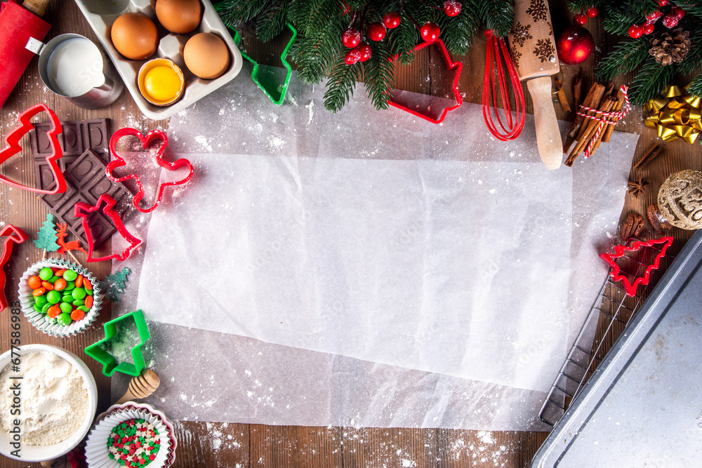 Cooking Christmas cookies family background. Mother and daughter hands ...