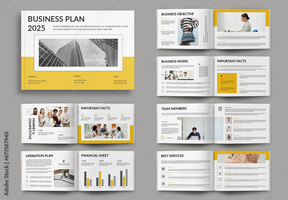 Business Plan Brochure Design Template Landscape Stock Template | Adobe ...