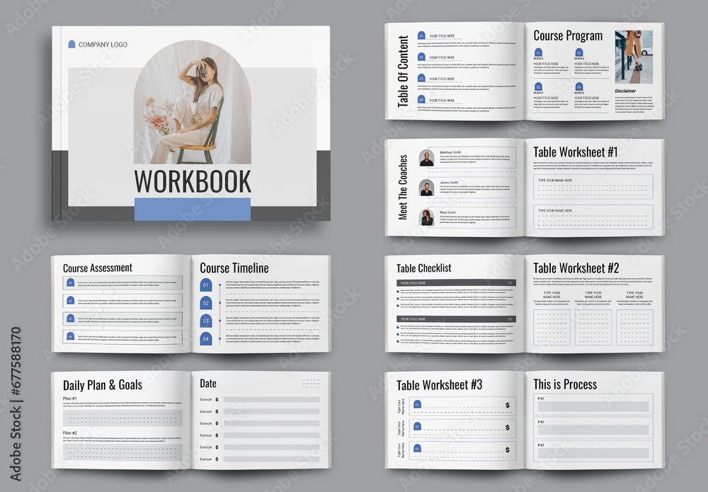 Complete Course Workbook Design Layout Template Landscape Stock ...