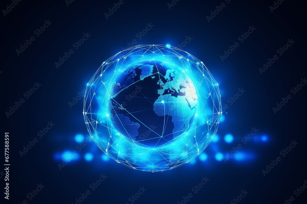 Futuristic blue earth abstract technology background. Artificial ...