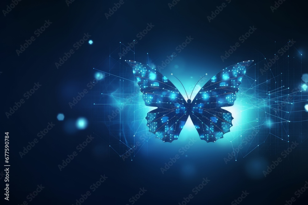 Futuristic blue lowpoly Butterfly abstract technology background ...