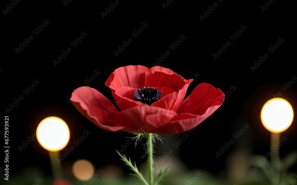 Stylized Red Poppy on Black Remembrance Day Symbol ai generated Stock ...